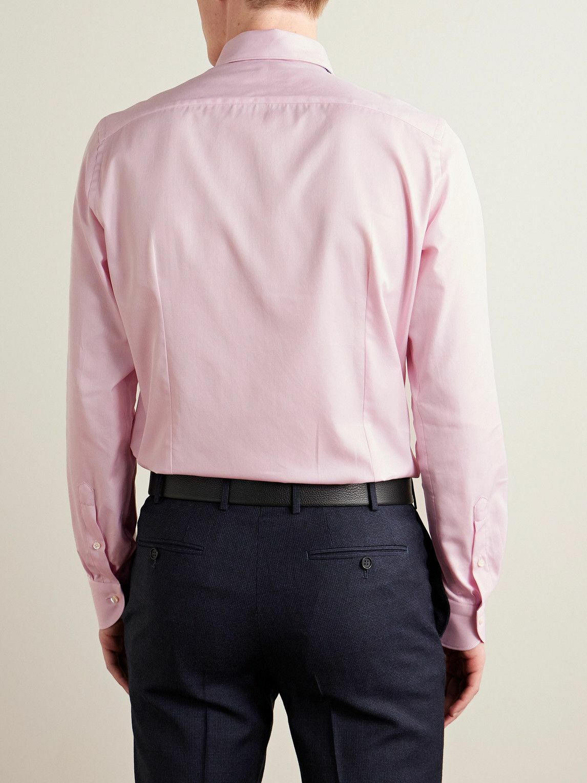 Canali - Slim-Fit Cutaway-Collar Cotton-Twill Shirt - Pink Canali