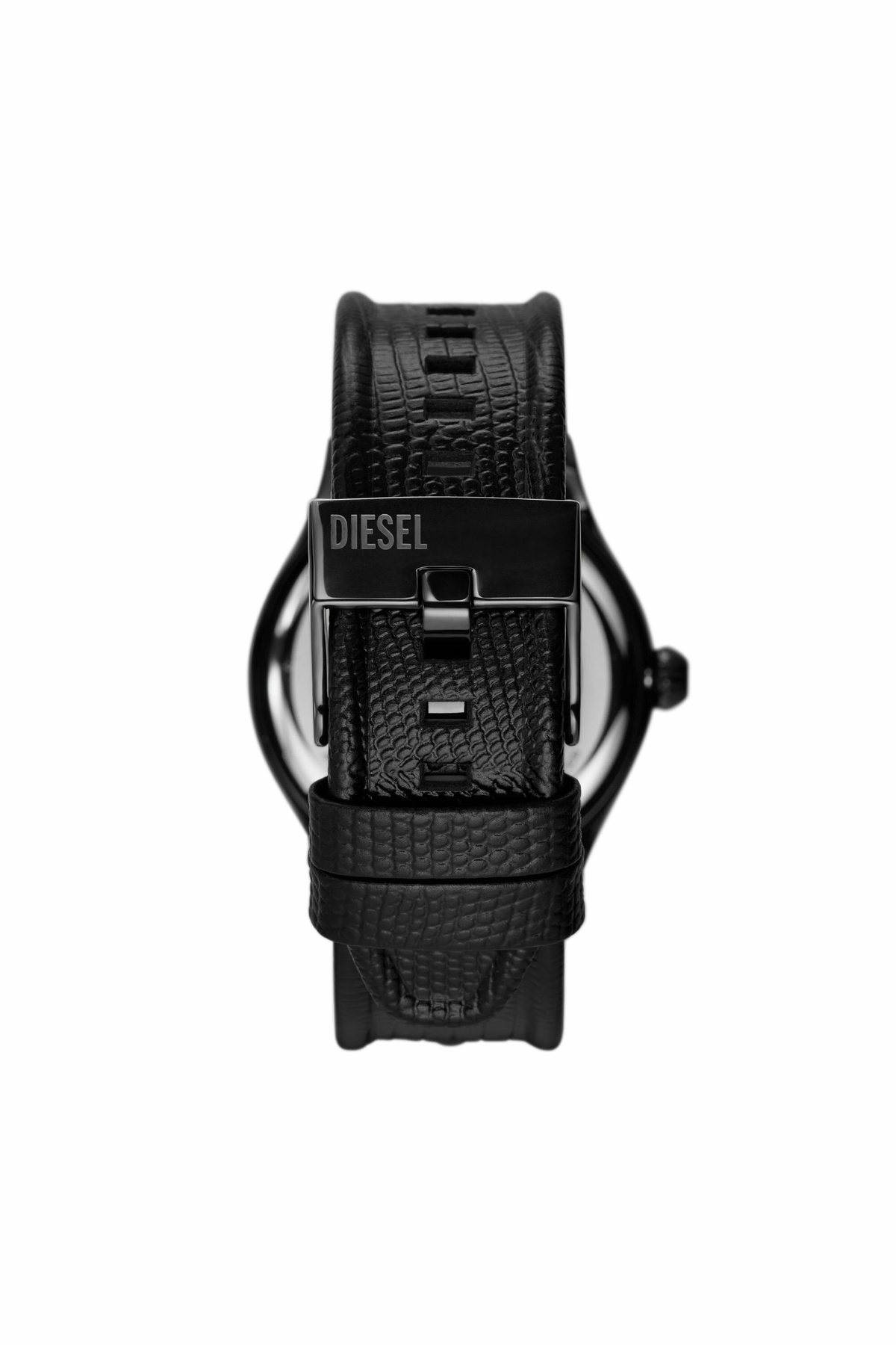 Diesel Vert three-hand date black leather watch - Timeframes Mens in ...