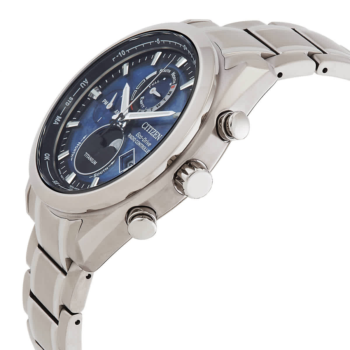 Citizen Tsuki-yomi A-T Eco-Drive Perpetual World Time Blue Dial Mens ...