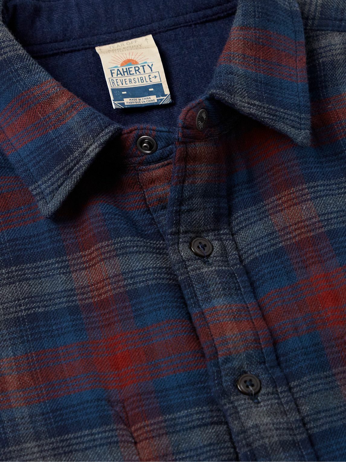 Faherty - Reversible Checked Cotton Shirt - Blue Faherty
