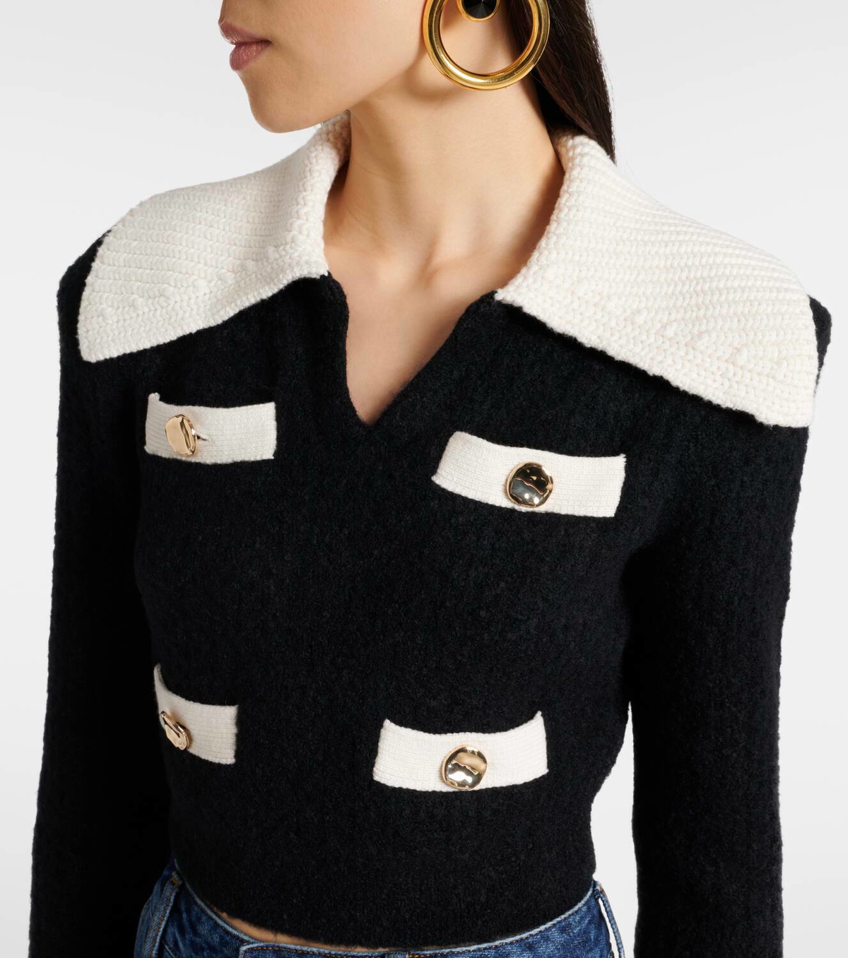 Self-Portrait Embellished alpaca-blend sweater Self-Portrait