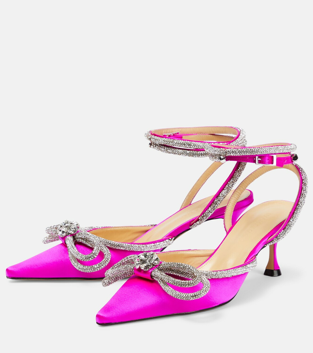 Mach & Mach - Double Bow 65 embellished satin pumps MACH & MACH