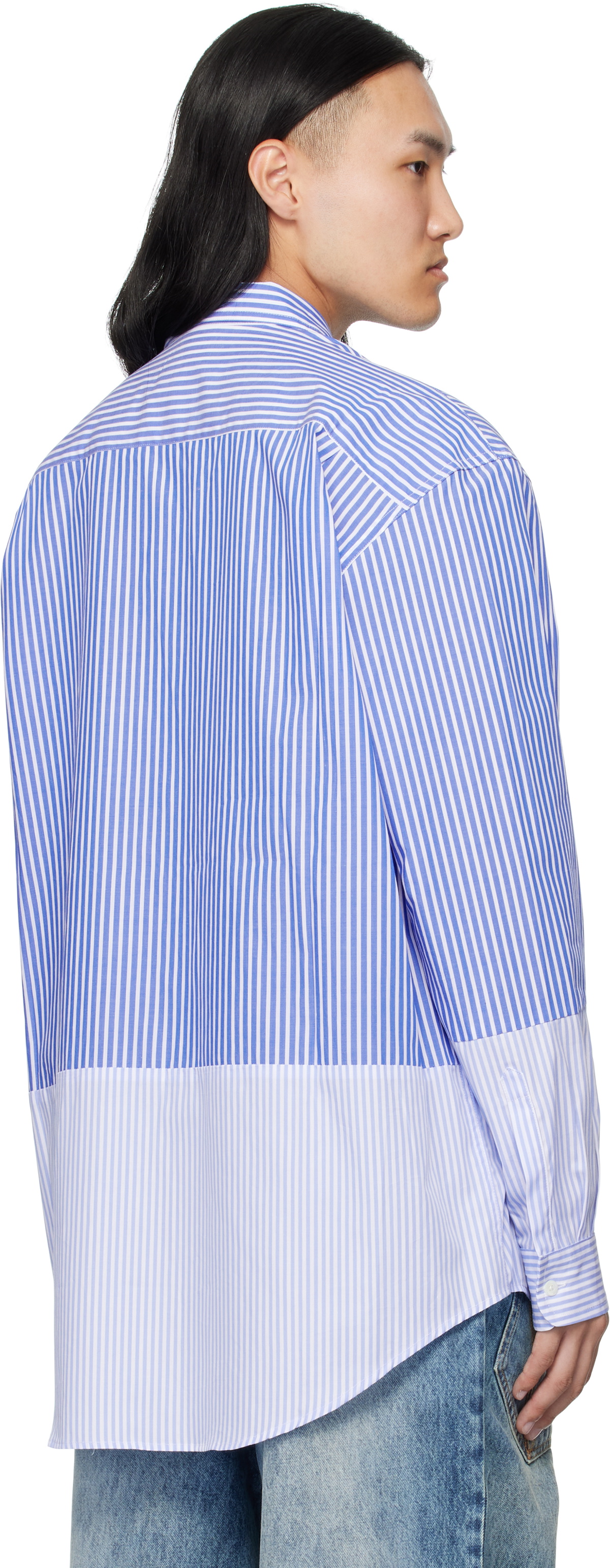 VETEMENTS White & Blue Splitted Shirt Vetements