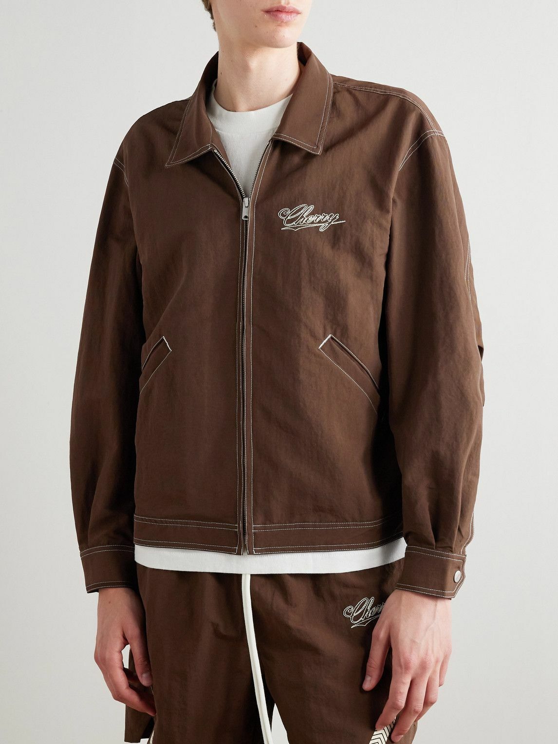 Cherry Los Angeles - Logo-Embroidered Nylon Jacket - Brown CHERRY LA