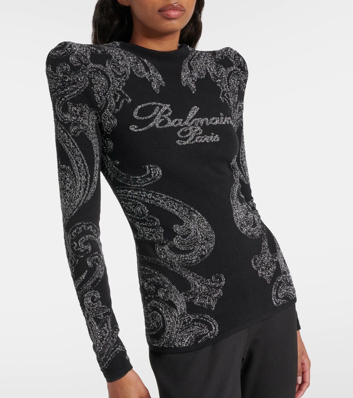 Balmain Logo paisley cotton-blend jersey top Balmain