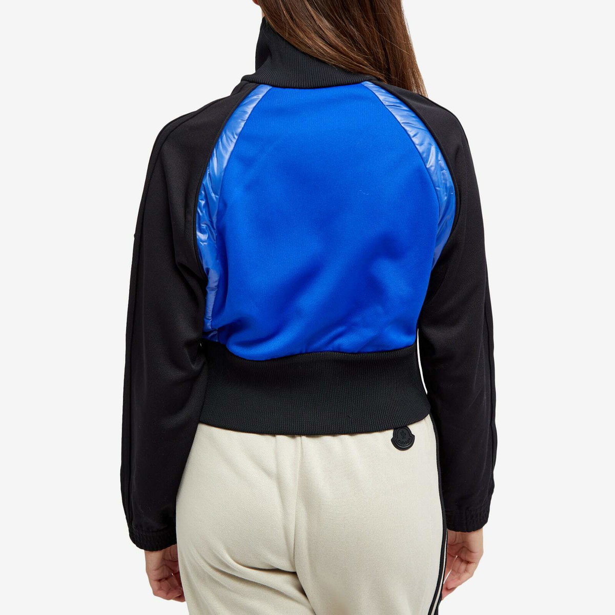 Moncler Women's Genius Zip Up Crop Track Jacket in Blue Moncler