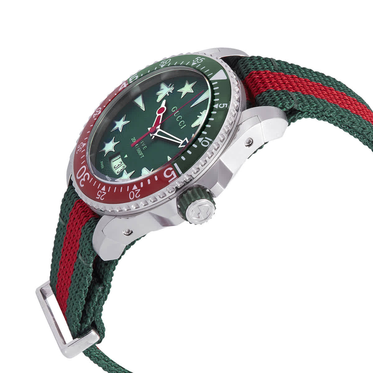Gucci Dive Quartz Green Dial Mens Watch YA136339 Gucci