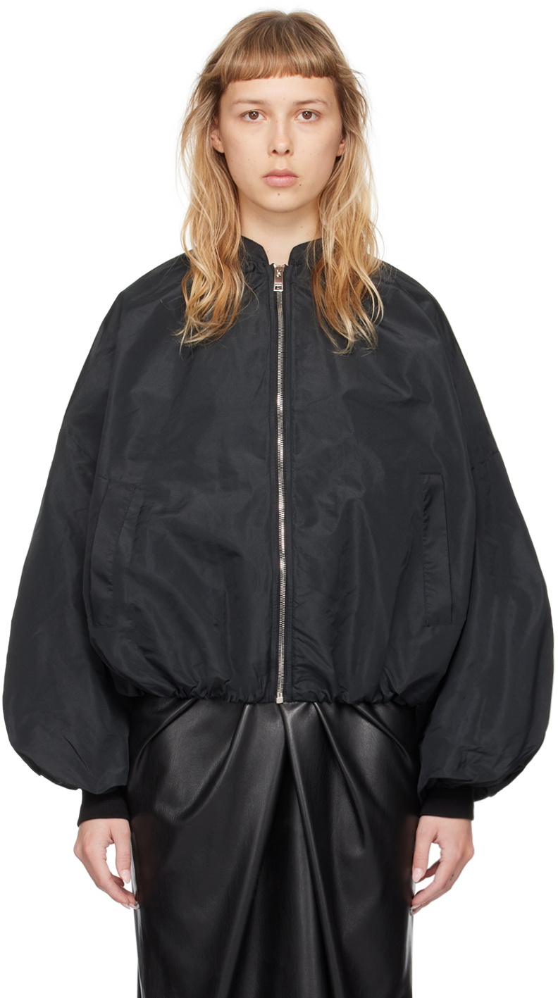 MSGM Black Balloon Sleeve Bomber Jacket MSGM