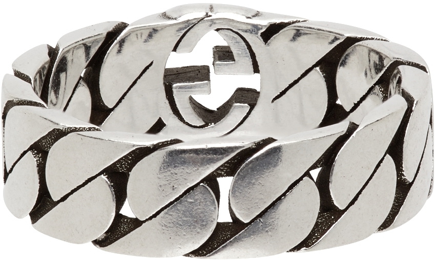 Gucci Silver Wide Interlocking G Ring Gucci