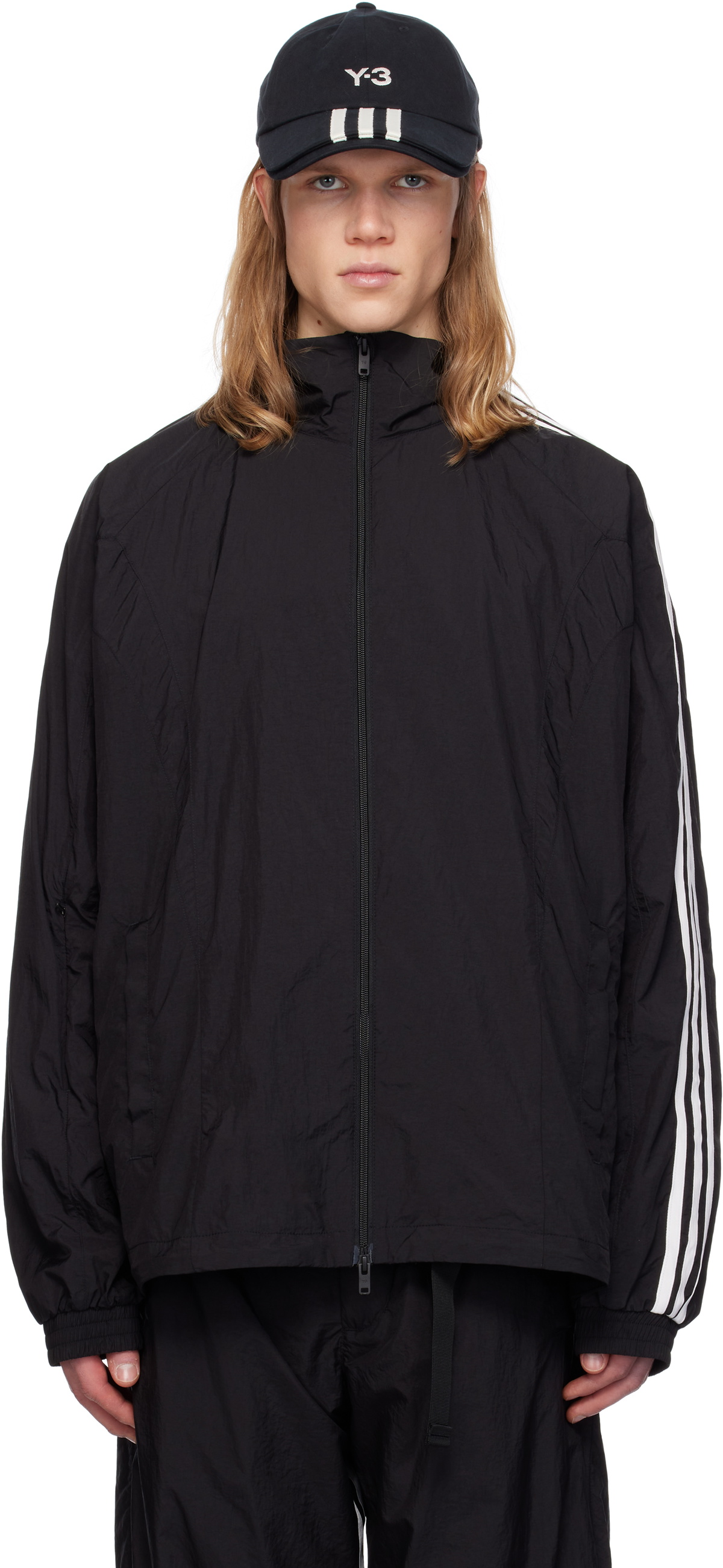 Y-3 Black 3-Stripes Nylon Shell Jacket Y-3