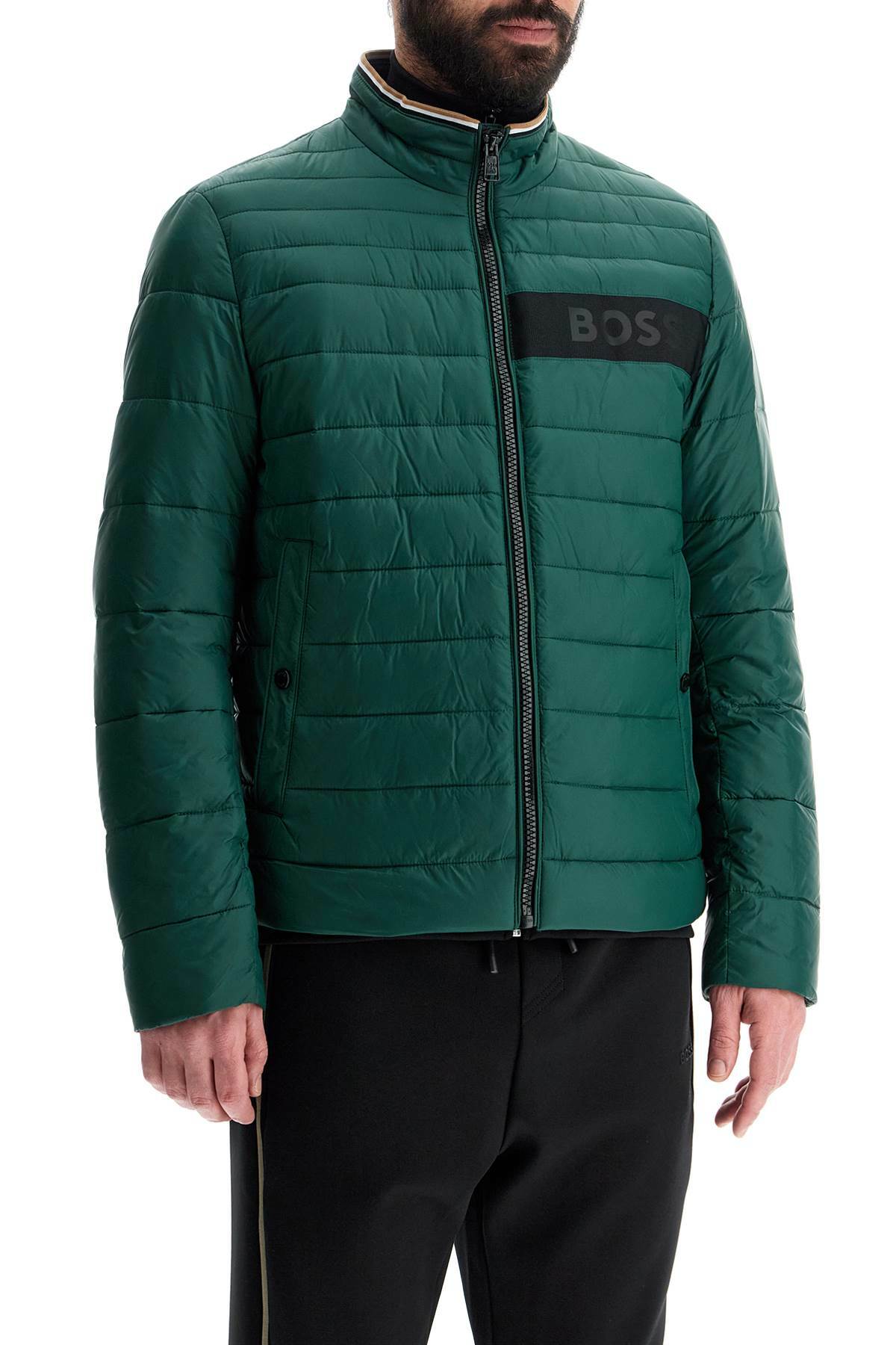 BOSS green down jacket with high collar regular fit and zip Green BOSS