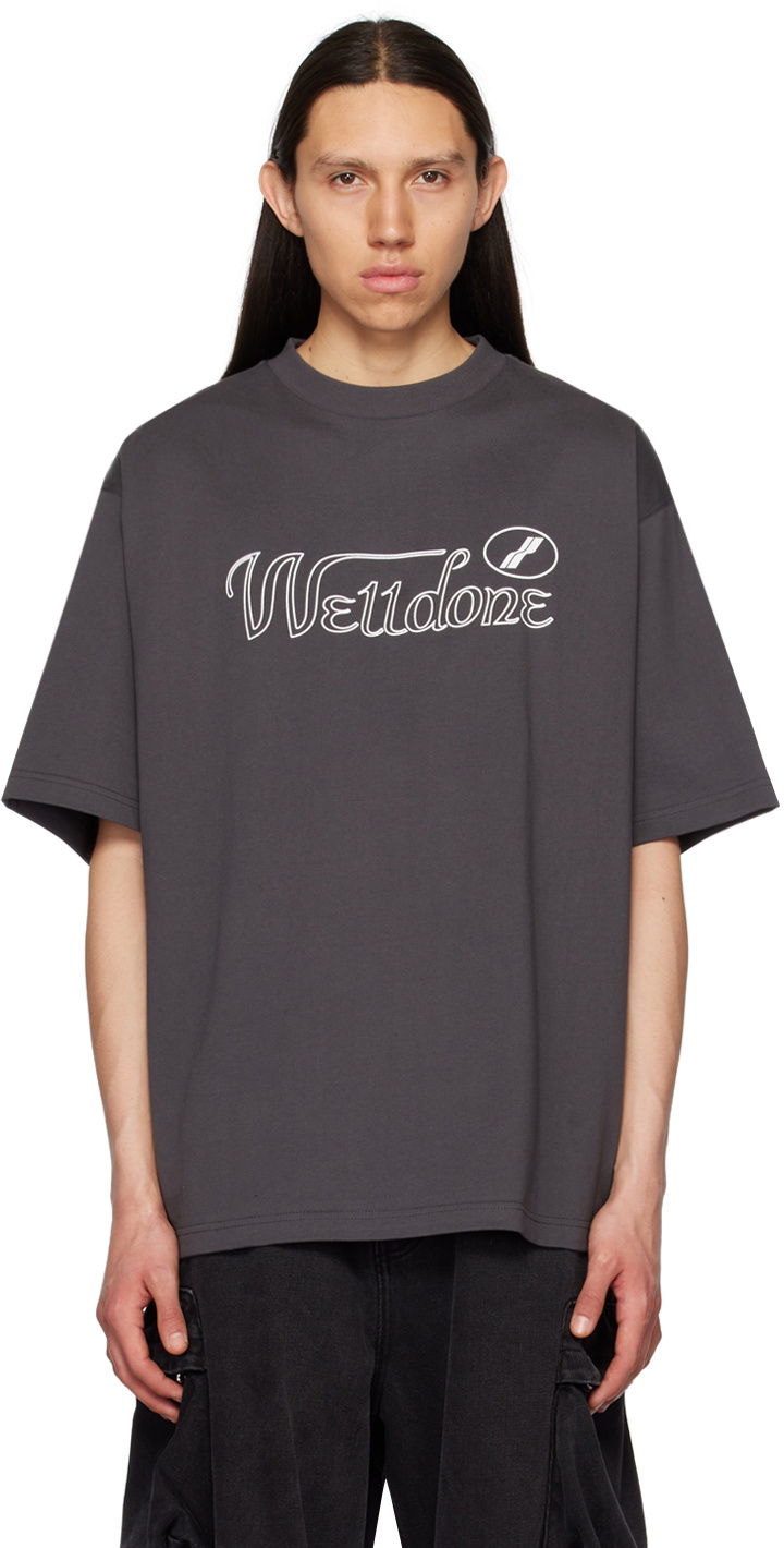 We11done Gray Cursive Symbol T-Shirt We11done