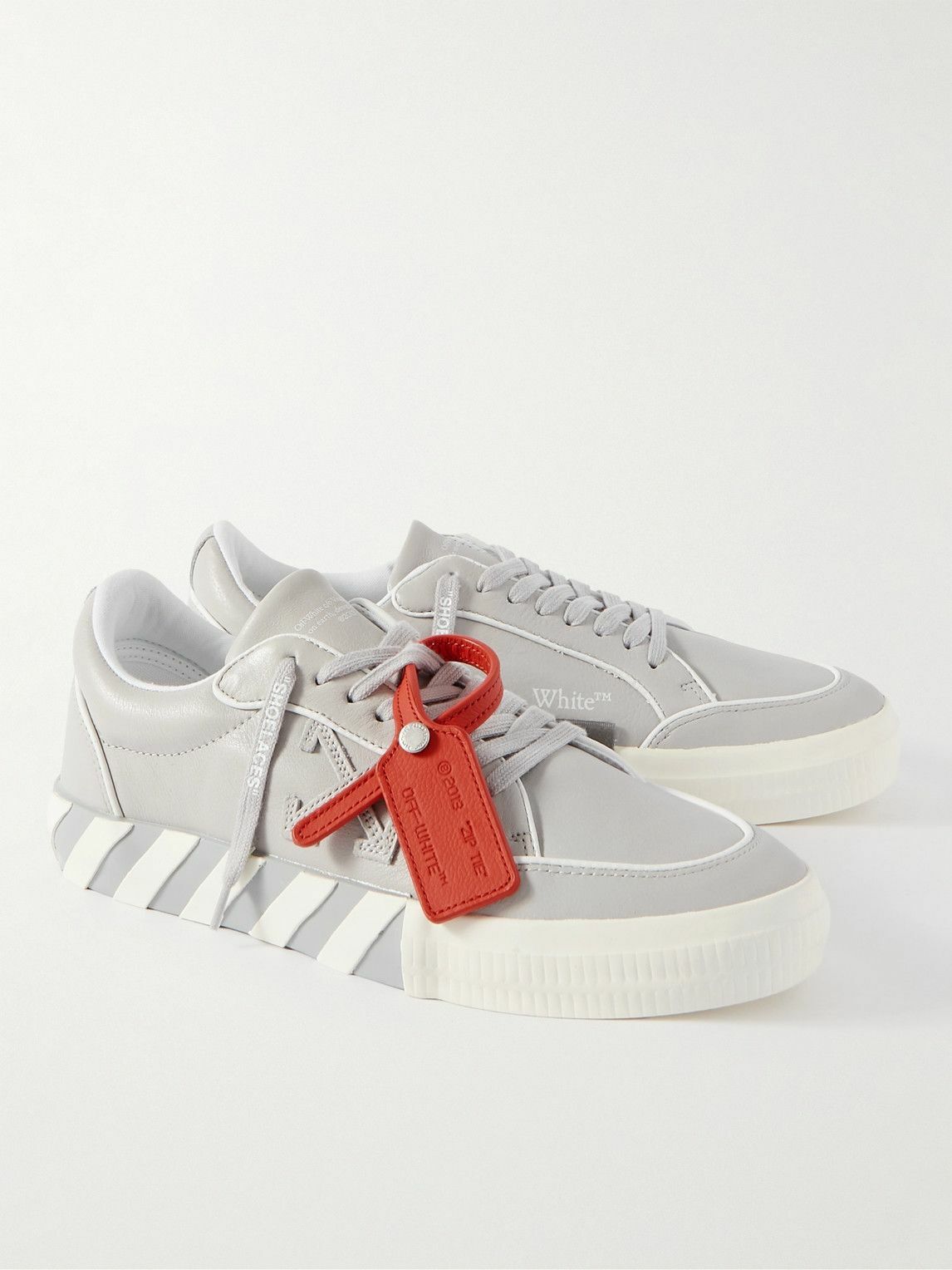 Off-White - Full-Grain Leather Sneakers - Gray Off-White