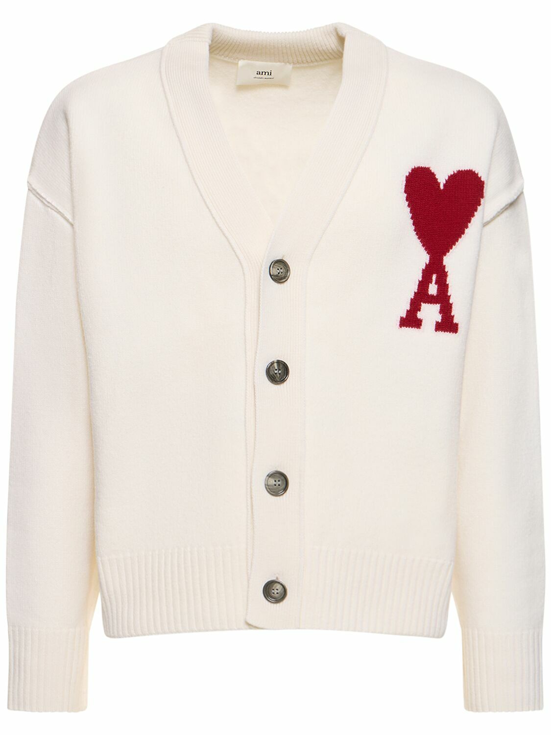 AMI PARIS - Logo Wool Knit Cardigan AMI