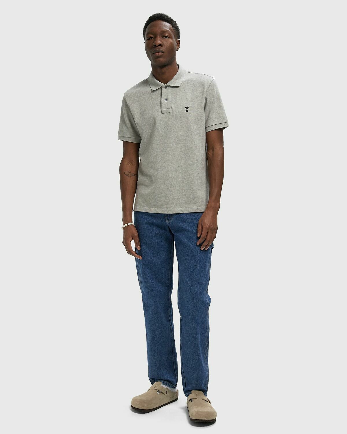 CONTRASTED AMI DE COEUR POLO SHIRT AMI