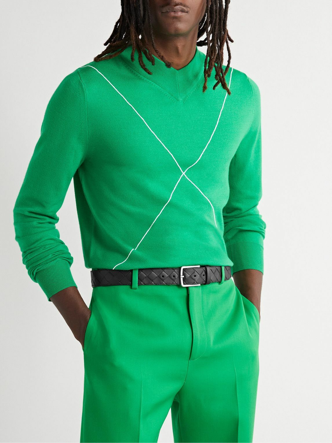 Bottega Veneta - 3.5cm Intrecciato Leather Belt - Black Bottega Veneta