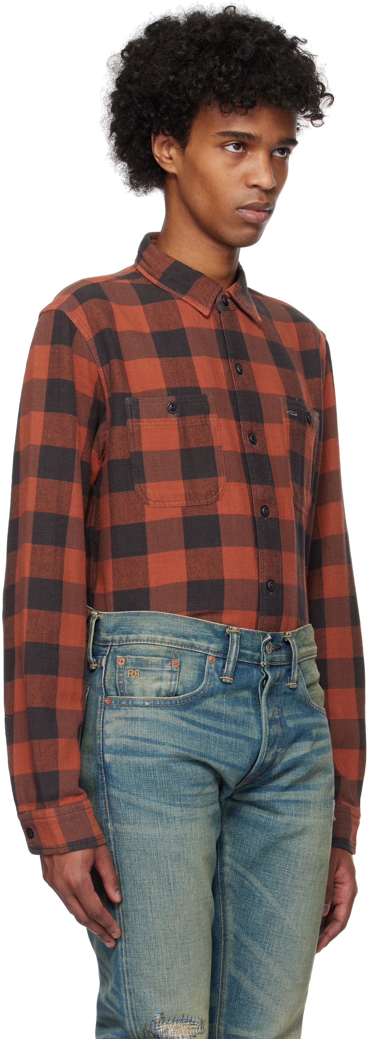 RRL Red & Black Plaid Twill Work Shirt RRL