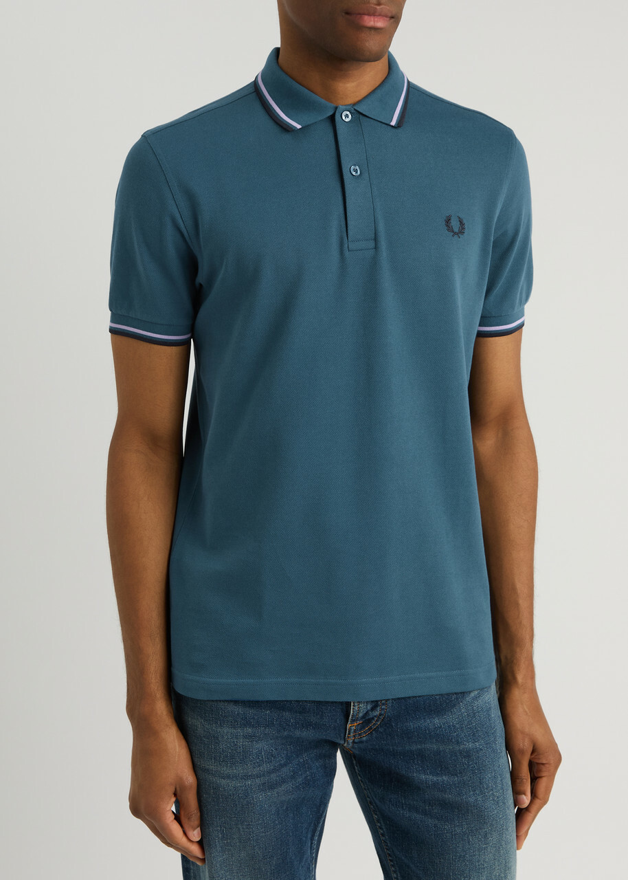 Fred Perry Logo-embroidered Piqué Cotton Polo Shirt Blue Fred Perry