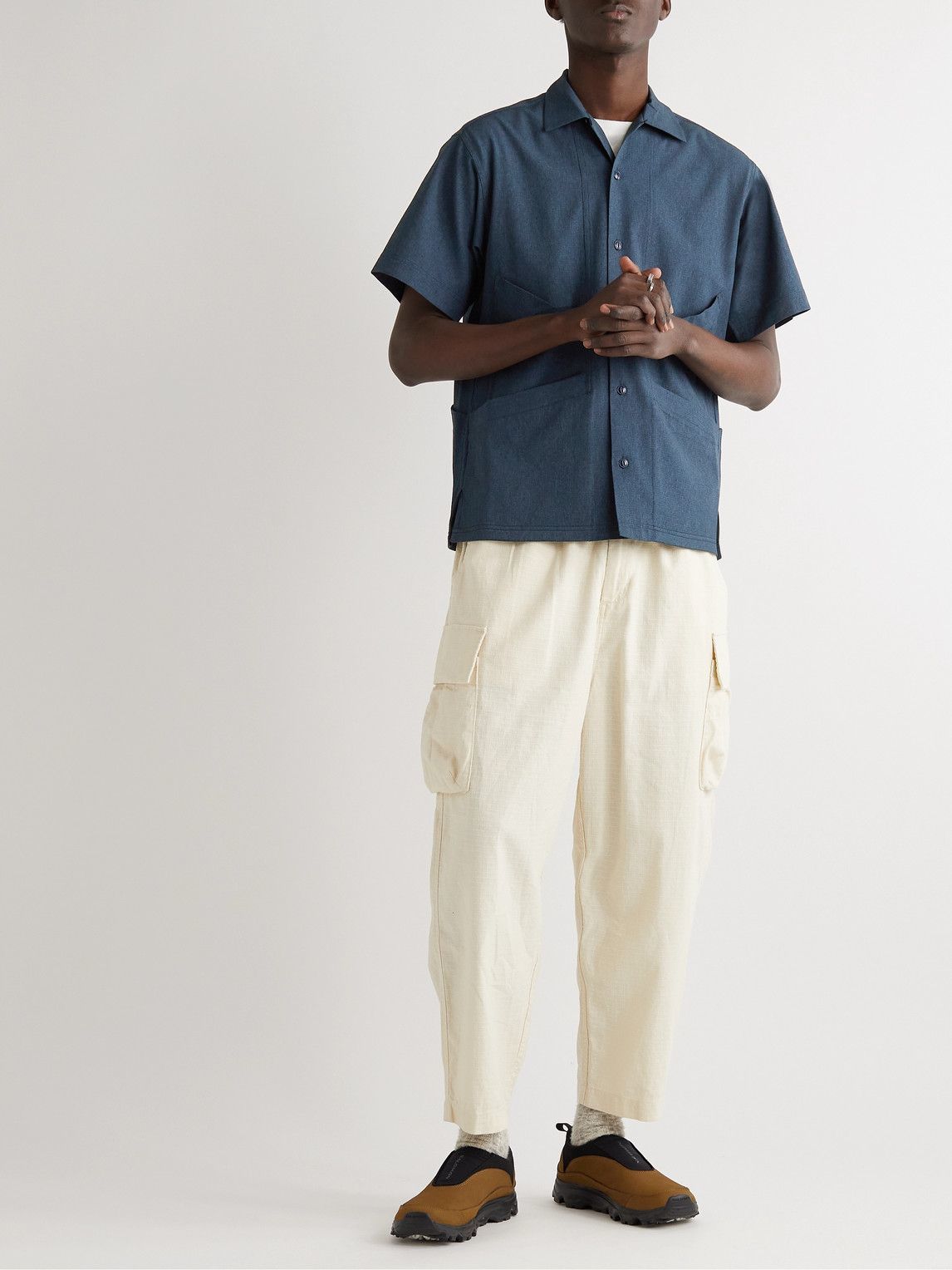 Norbit by Hiroshi Nozawa - Convertible-Collar DotAir Jersey Shirt - Blue