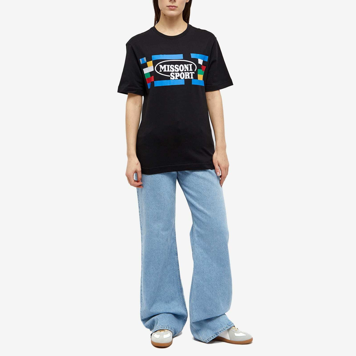 Missoni Women's Sports Logo T-Shirt in Black And Multi Heritage Missoni