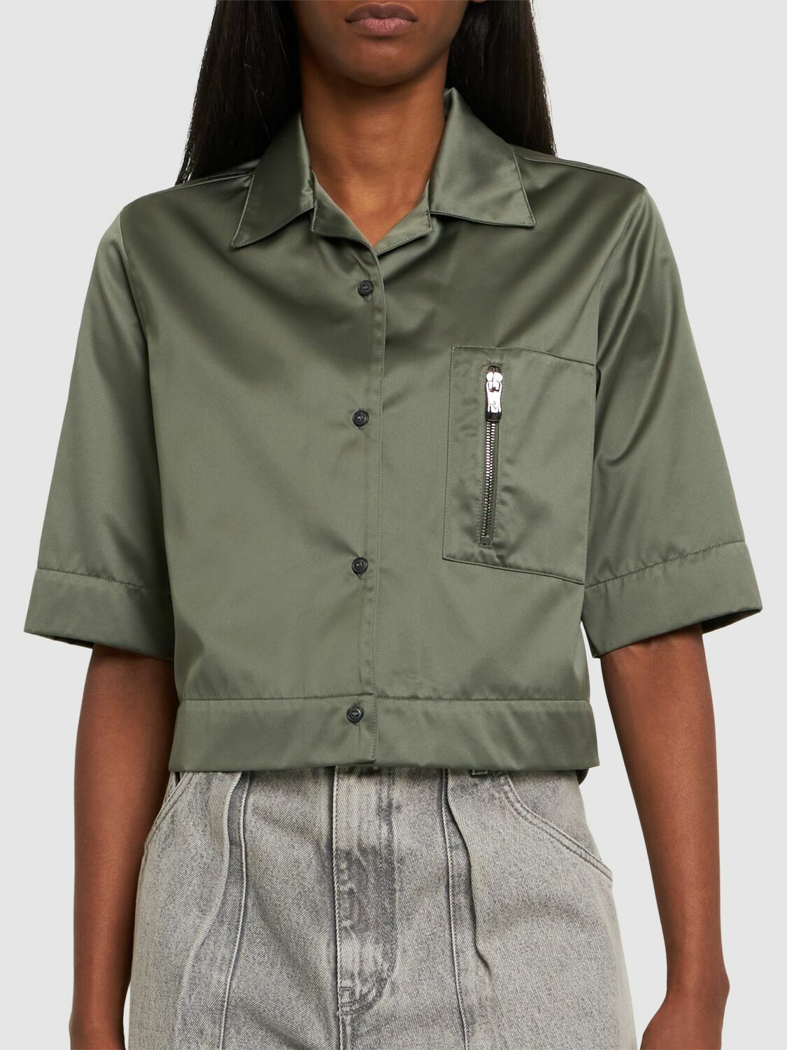 FERRARI - Nylon Cropped Short Sleeve Shirt Ferrari