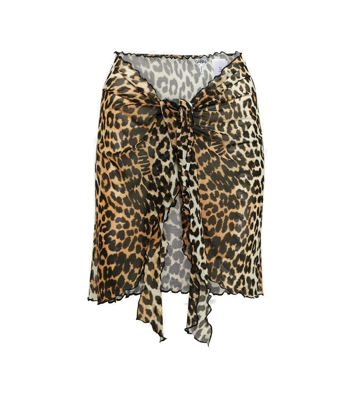Ganni Leopard-print mesh beach cover-up GANNI