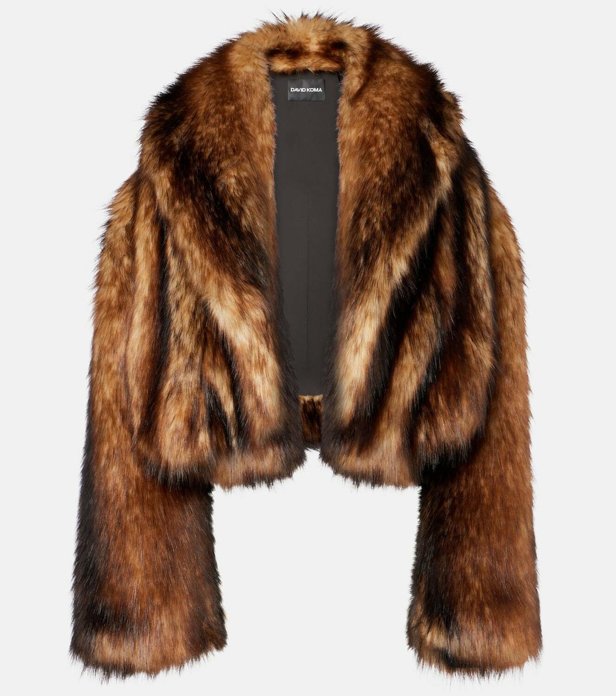 David Koma Cropped oversized faux fur coat David Koma