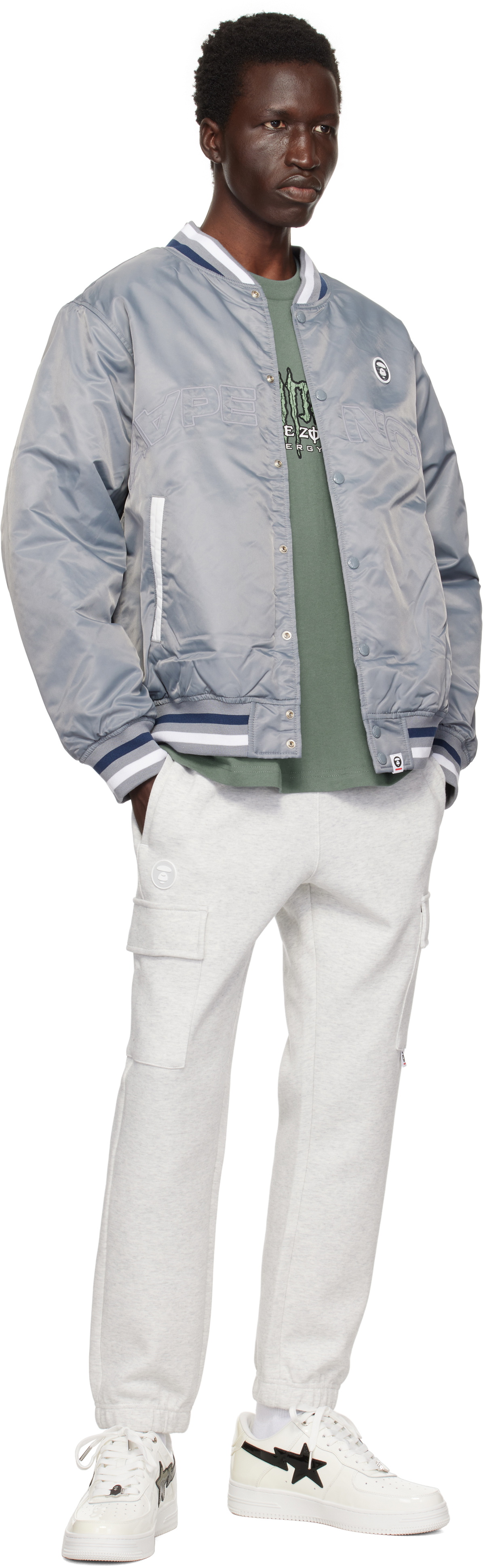 AAPE by A Bathing Ape Gray 'AAPE Now' Bomber Jacket AAPE by A Bathing Ape