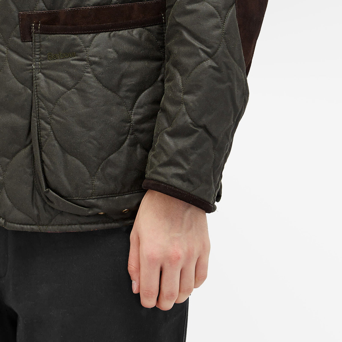 Barbour Men's TO KI TO Sporting Quilted Wax Jacket in Olive Barbour