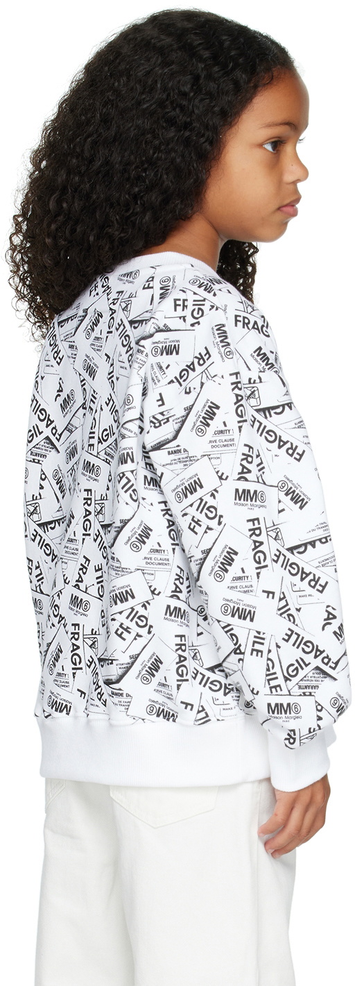 MM6 Maison Margiela Kids White Crewneck Sweater MM6 Maison Margiela