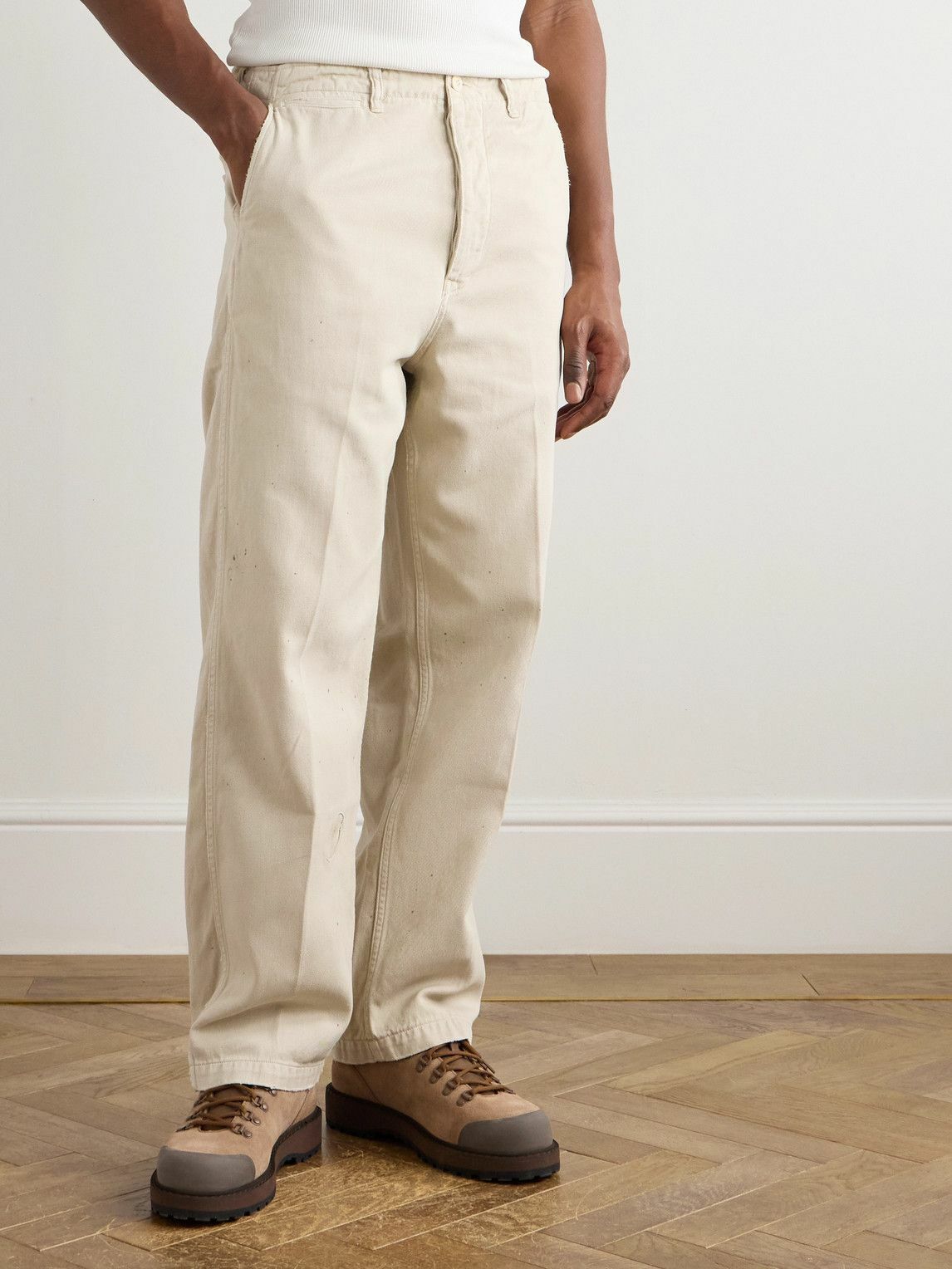 Visvim - Crash Straight-Leg Distressed Cotton-Twill Chinos - Neutrals ...
