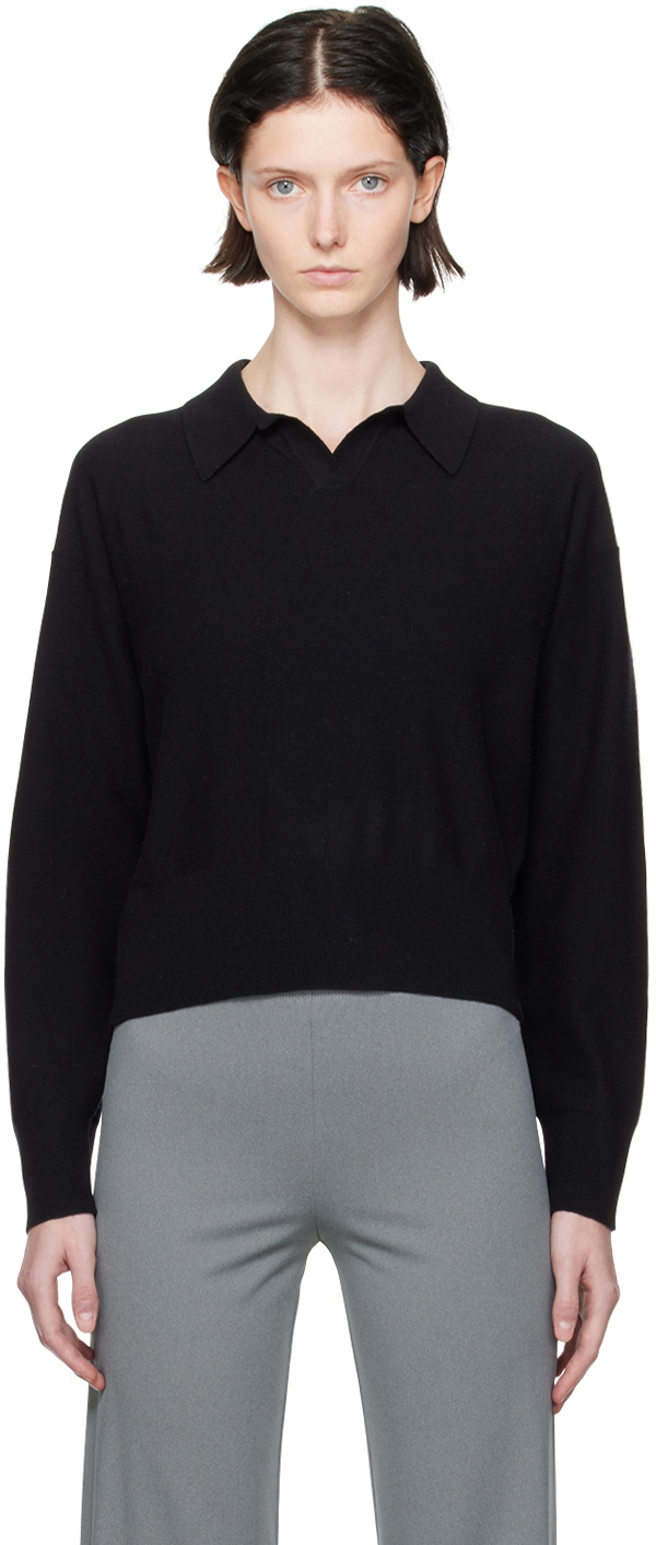 Maryam Nassir Zadeh Black Spread Collar Polo Maryam Nassir Zadeh