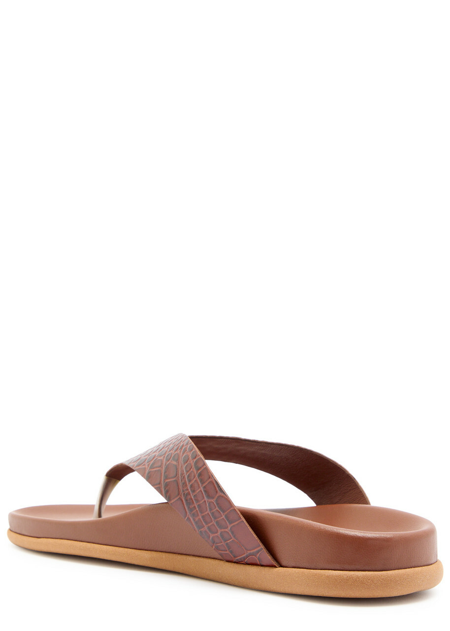 Ancient Greek Sandals Charys Footbed Leather Flatform Sandals Burgundy ...