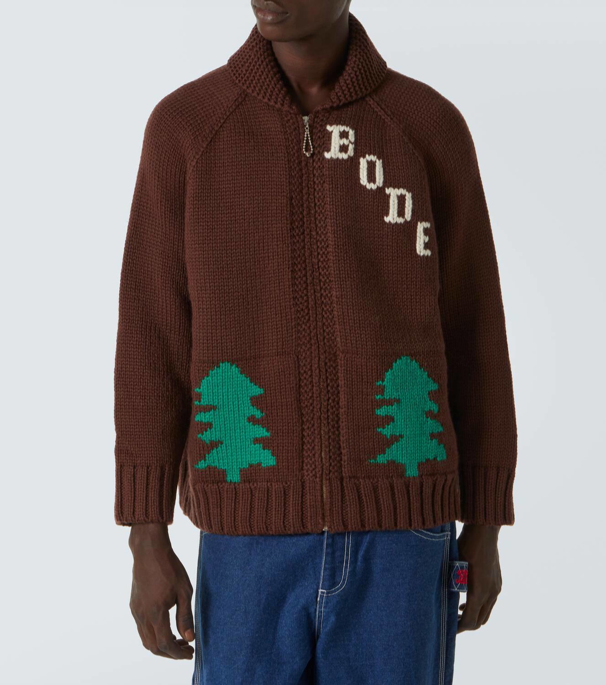 Bode Logo intarsia wool cardigan Bode