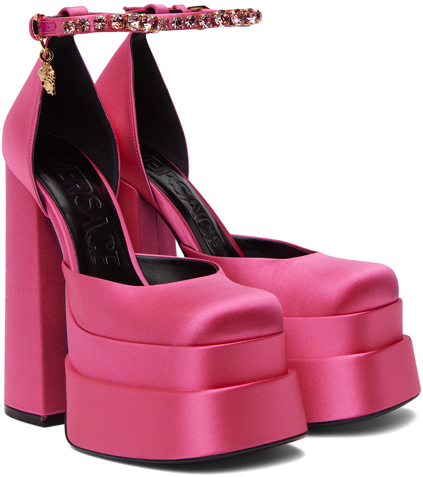 Versace Pink Medusa Aevitas Platform Heels Versace