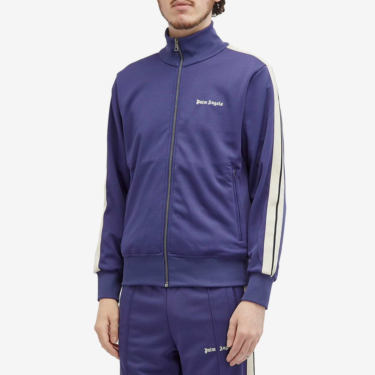 Palm Angels Men's Classic Logo Track Jacket in Blue Palm Angels