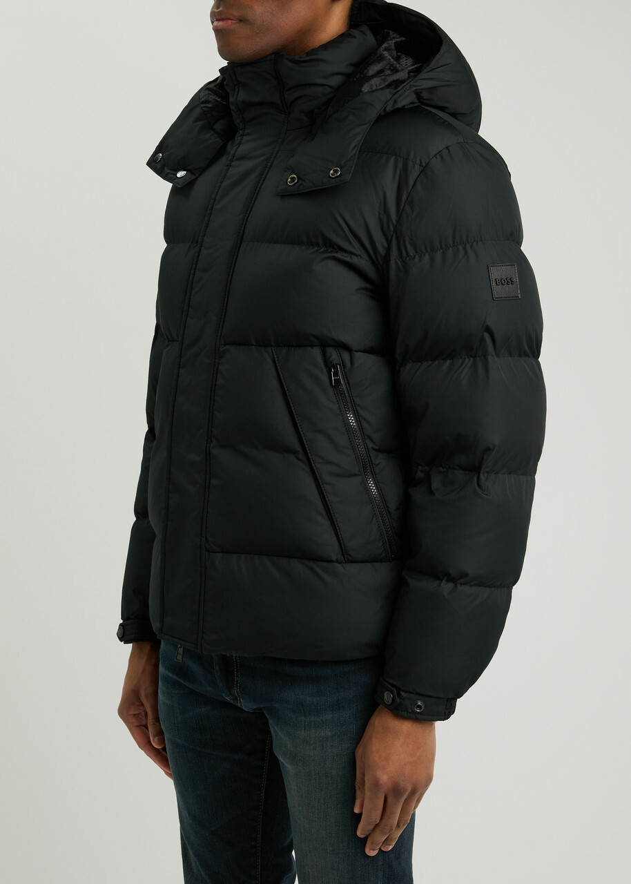 Boss Hooded Quilted Shell Jacket Black BOSS