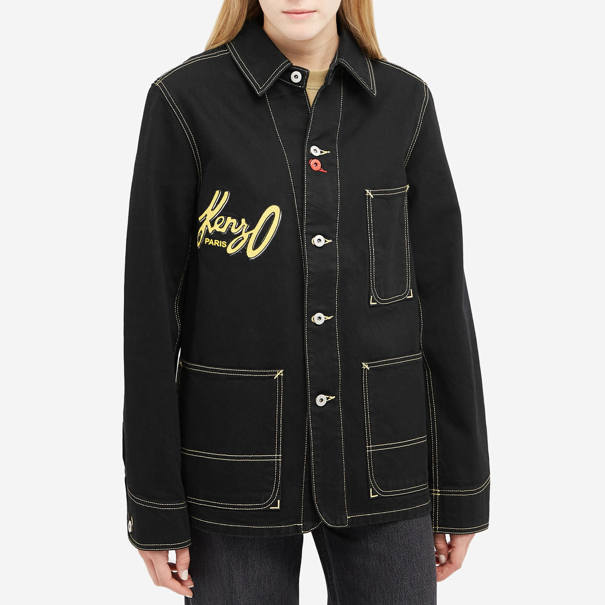 Kenzo Paris Men's Kenzo Archive Logo Workwear Jacket in Rinse Black ...