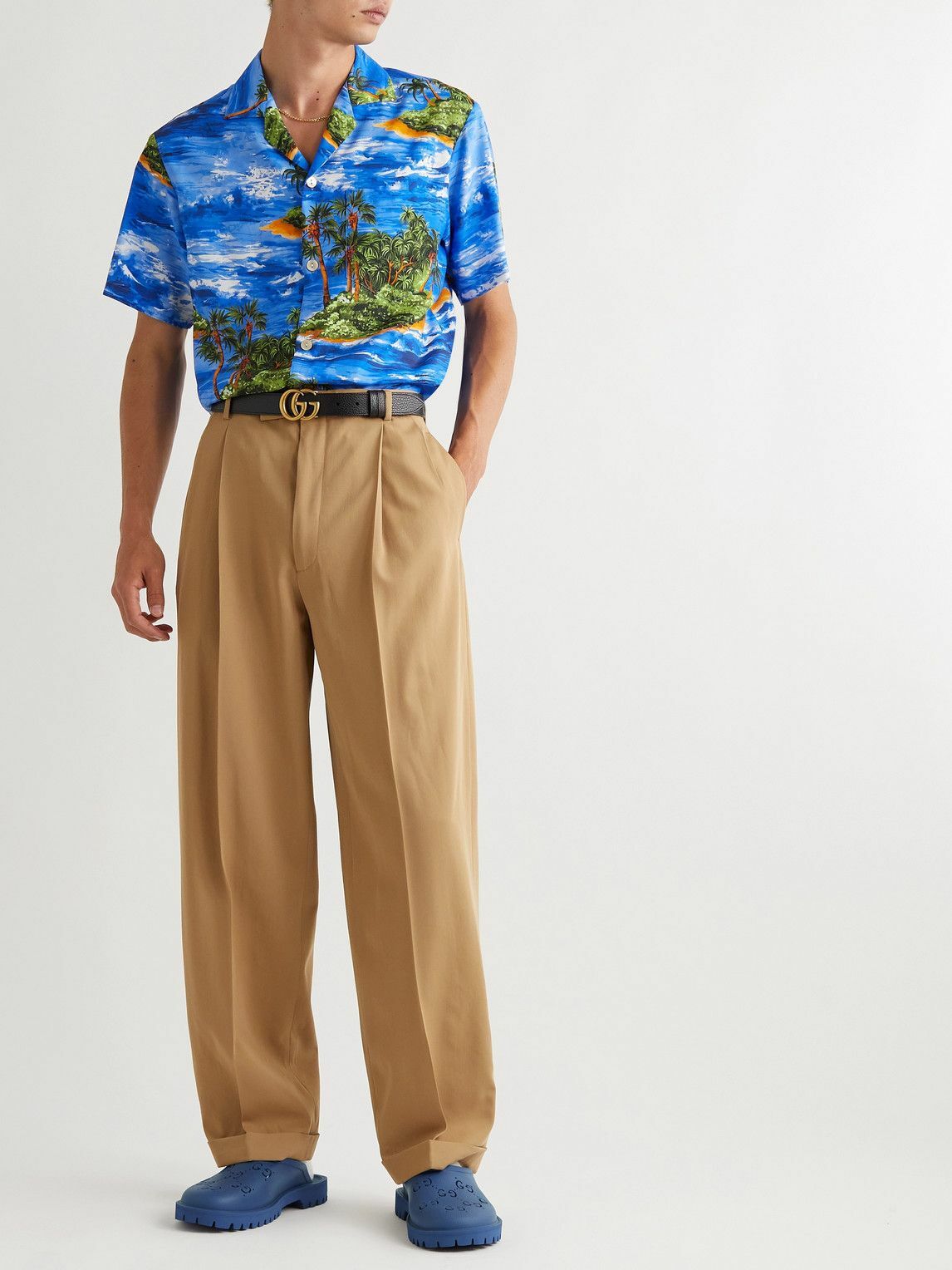 GUCCI - Logo-Perforated Rubber Clogs - Blue Gucci