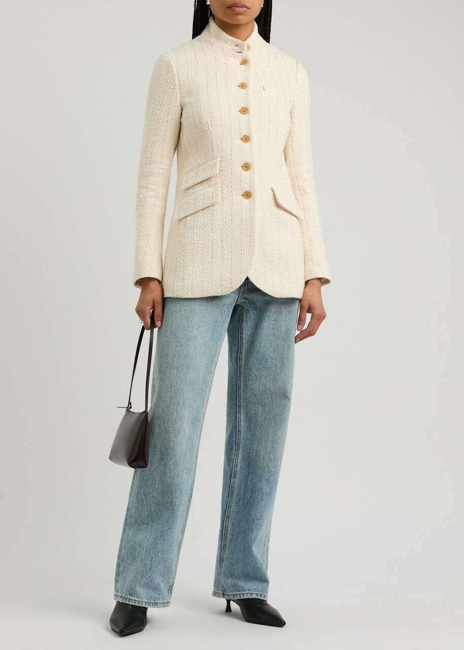Rag & Bone Slade Striped Tweed Jacket Ivory Rag and Bone