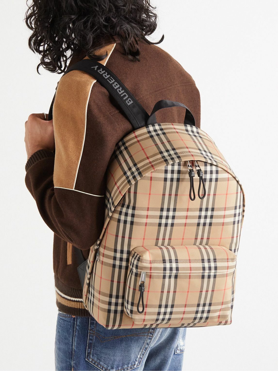 Burberry - Checked Cotton-Blend Backpack Burberry