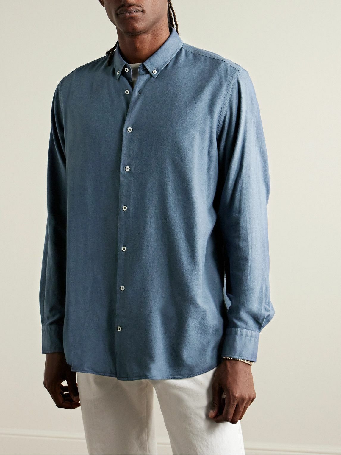 Massimo Alba - Boston Button-Down Collar Twill Shirt - Blue Massimo Alba