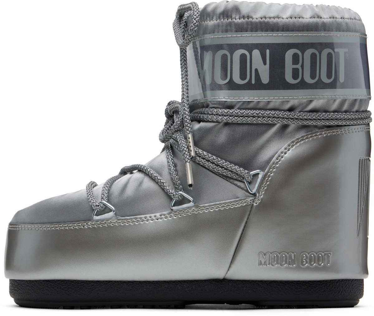 Moon Boot Silver Icon Low Glance Satin Boots Moon Boot