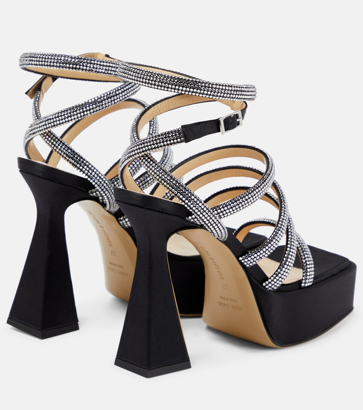 Mach & Mach - Sydney embellished satin platform sandals MACH & MACH
