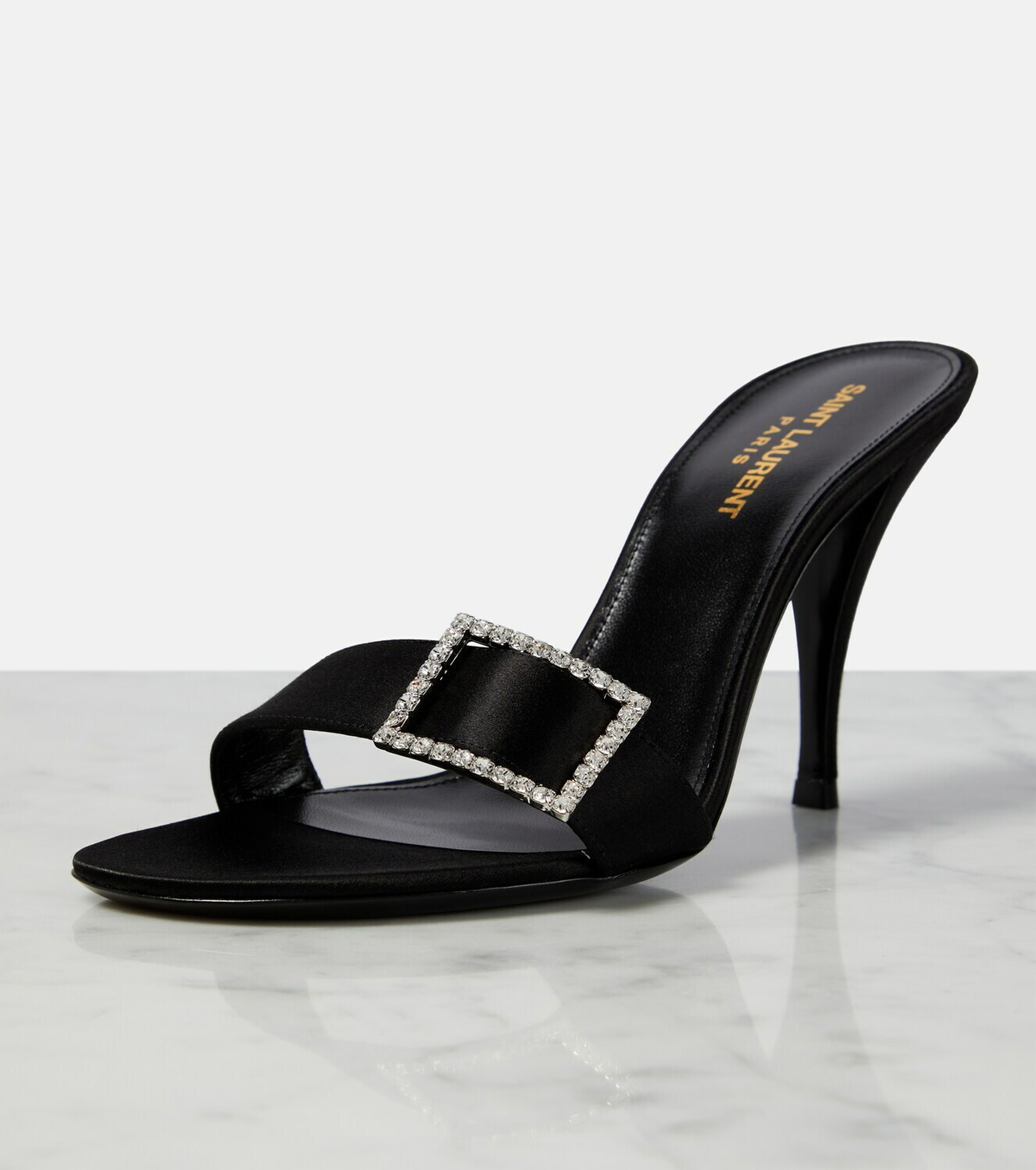 Saint Laurent Simone 90 embellished silk mules Saint Laurent