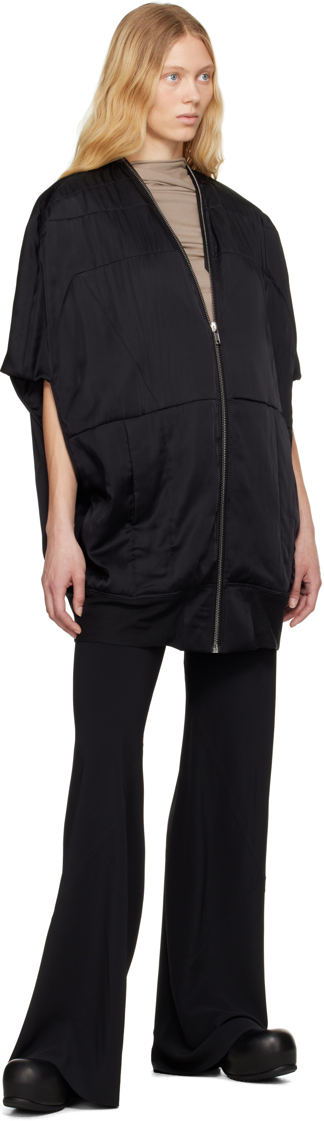 Rick Owens Black Hollywood Girdered Bubble Bomber Jacket Rick Owens