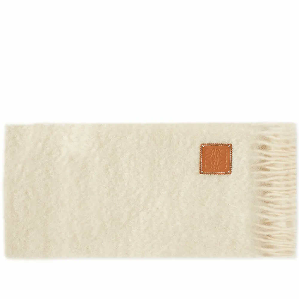 Loewe Men's Mohair Scarf in White Loewe