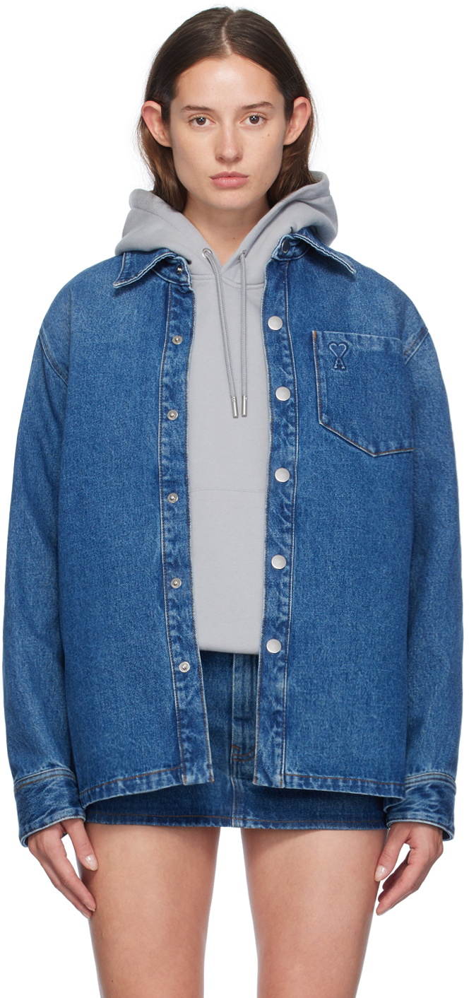 AMI Paris Blue Ami de Cœur Denim Shirt AMI