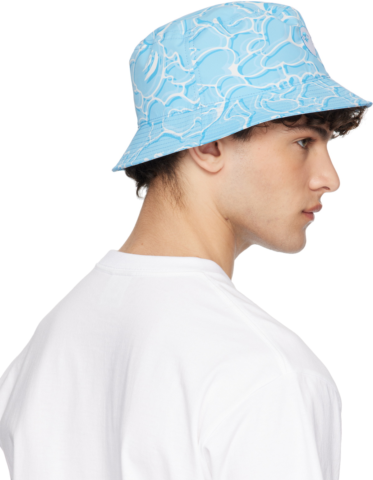 BAPE Blue ABC Camo Logo Bucket Hat A Bathing Ape