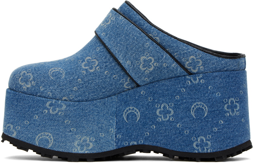Marine Serre Blue Denim Monogram Clogs Marine Serre